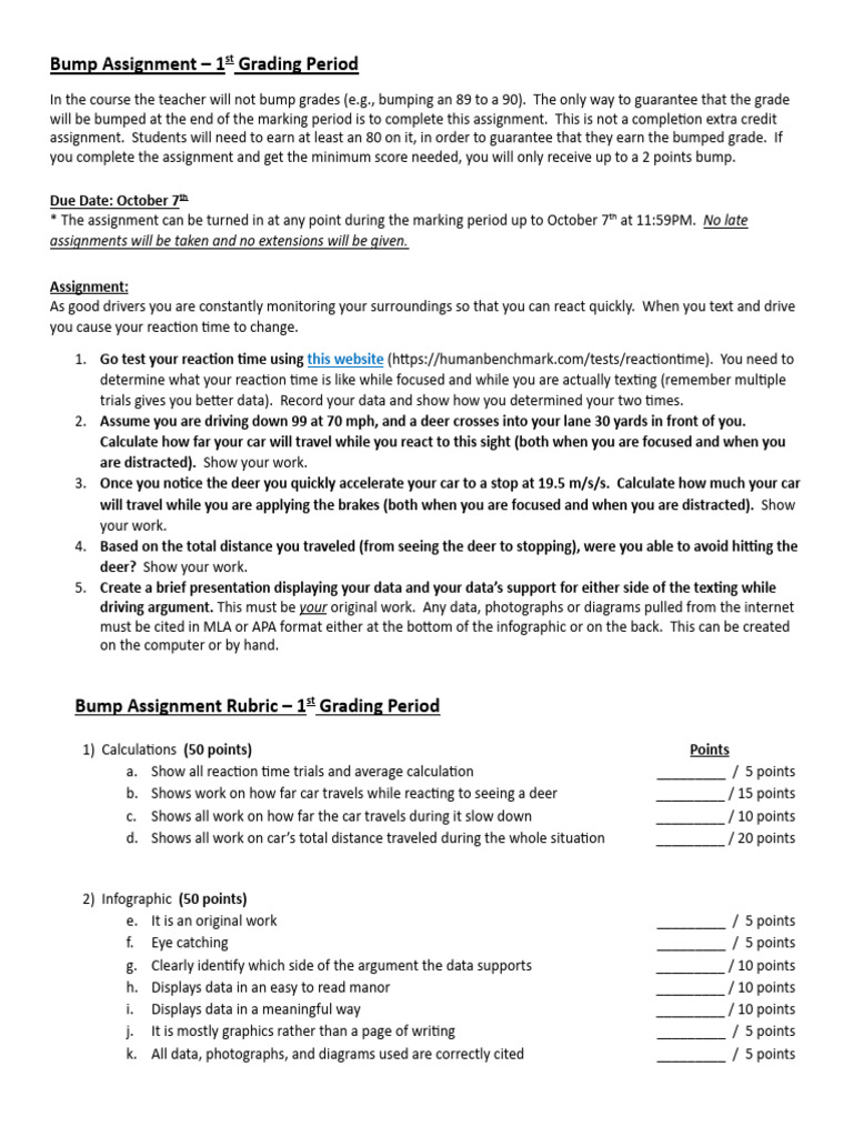APP1 Bump Assignment - Grading Period 1 24-25 | PDF