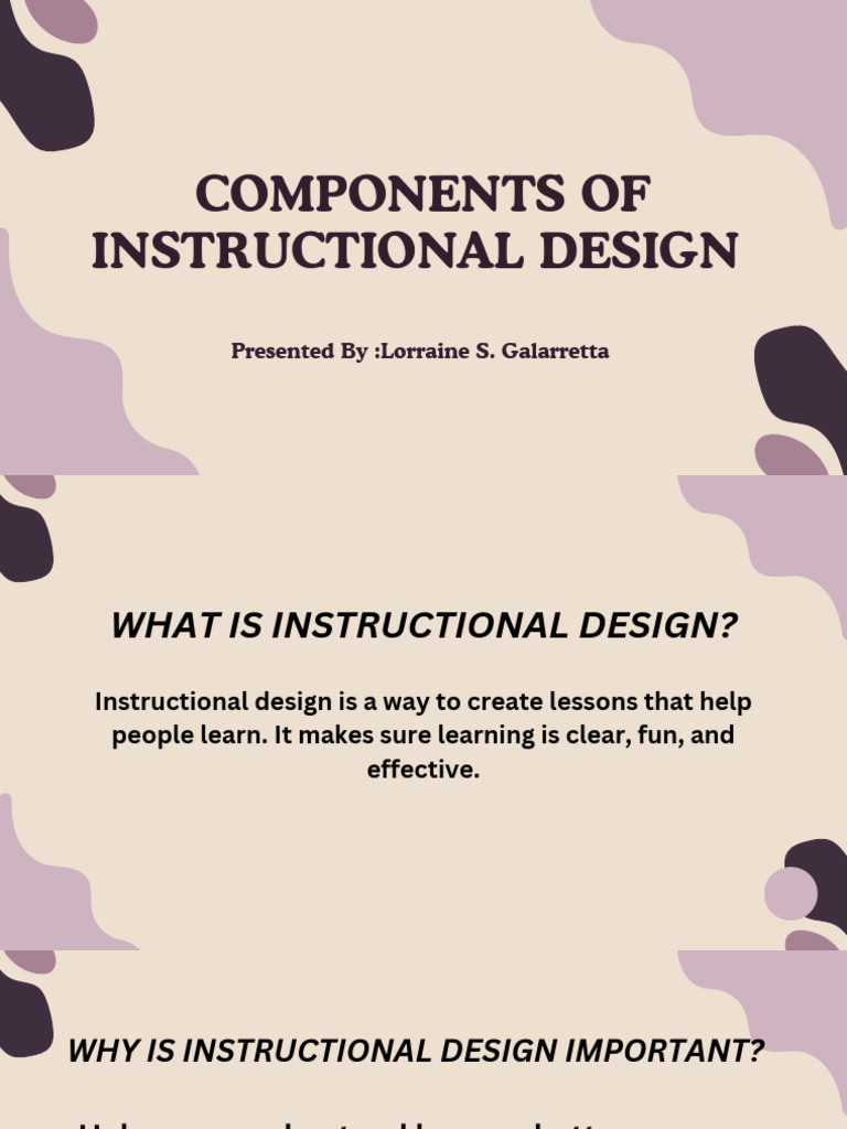 Components of Instructional Design | PDF