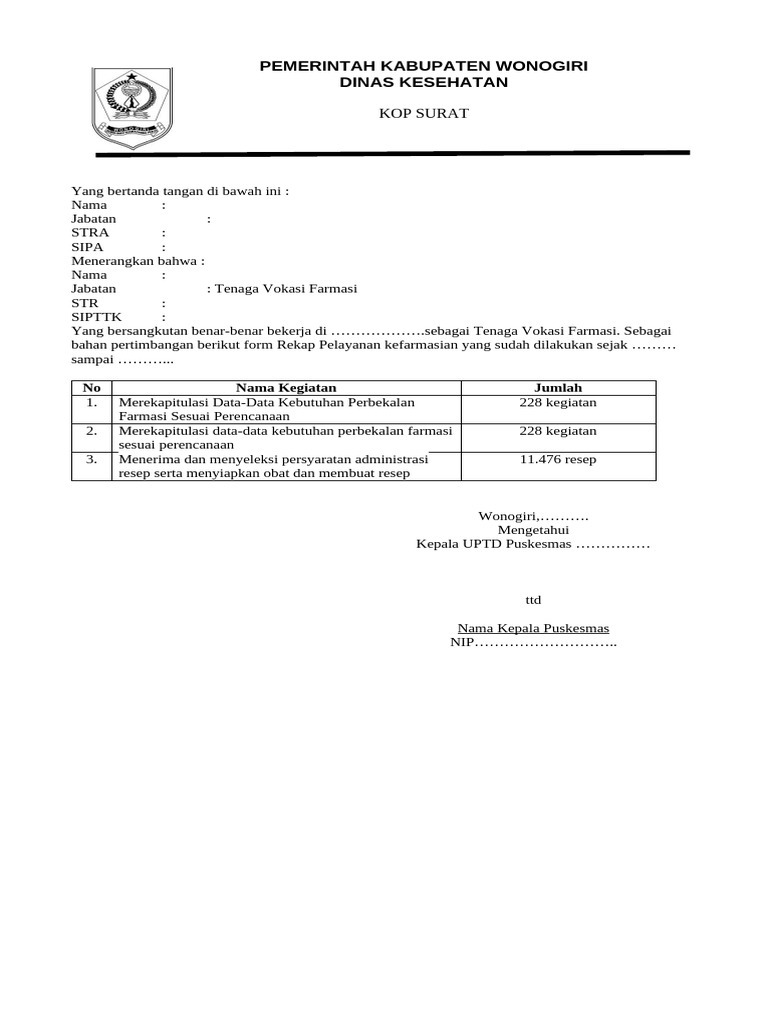 Form Ranah Pelayanan Vokasi Farmasi | PDF