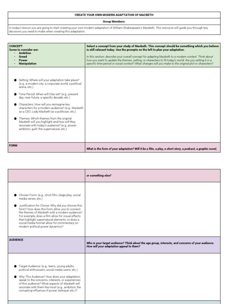 Modern Adaptation Guide for Macbeth | PDF | Macbeth | Social Media