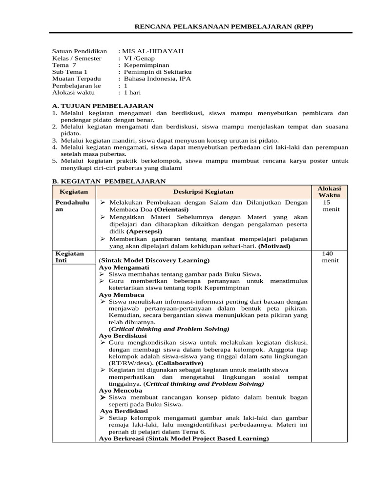 Kelas 6 Tema 7 Sub Tema 1 | PDF