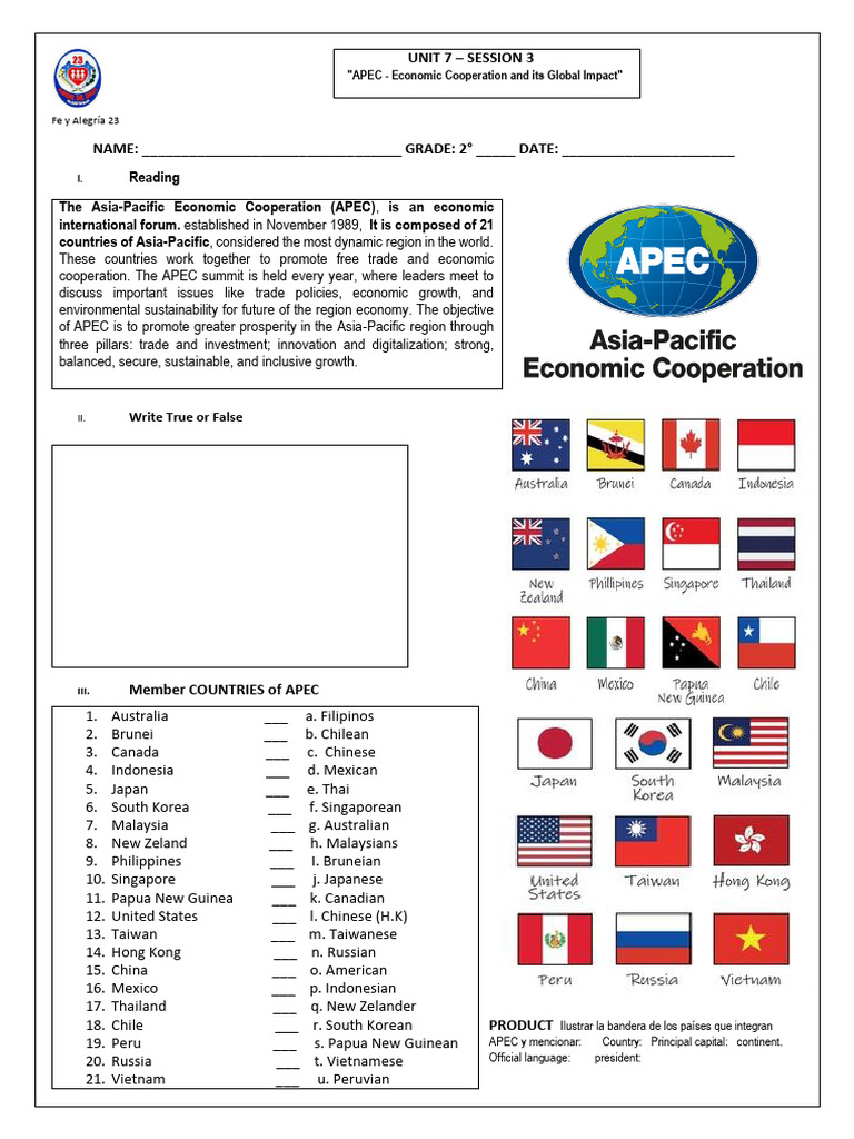 ficha para 2nd APEC unit 7 | PDF | Asia Pacific Economic Cooperation | International Relations