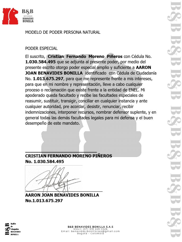 Poder Especial para Representación Legal | PDF