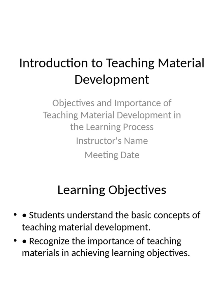 Introduction To Teaching Material Development | PDF