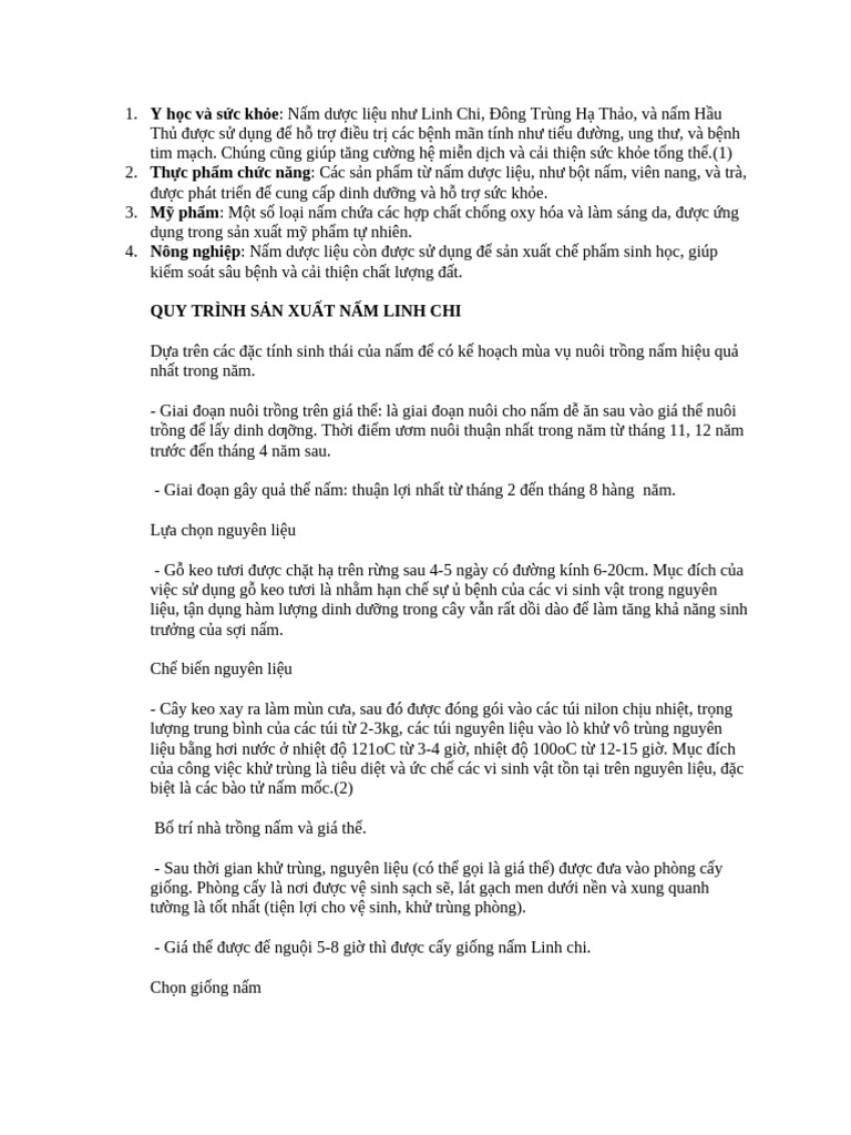 QUY TRÌNH TRỒNG NẤM LINH CHI | PDF