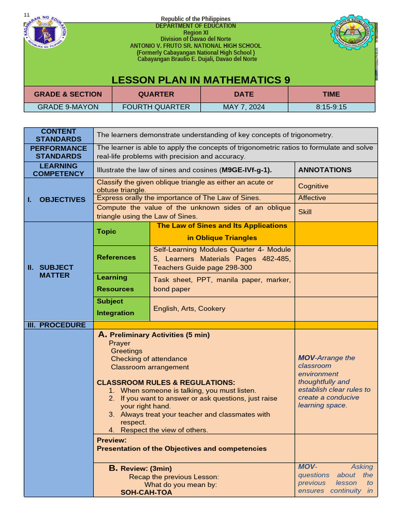 Aw of Sines and Its Applications in Oblique Triangle LP | PDF ...