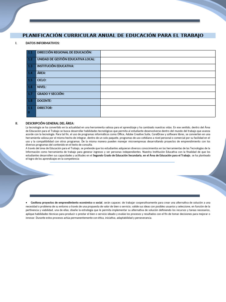 Programacion Anual Ept 4° Computacion - 2025 | PDF | Iniciativa empresarial | Aprendizaje