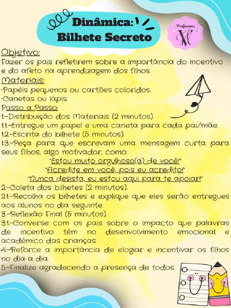 Dinâmica - Bilhete Secreto. | PDF