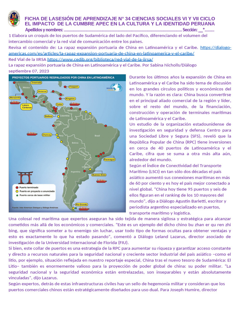 FICHA DE TRABAJO CROQUIS APEC (2) | PDF | China | Política mundial