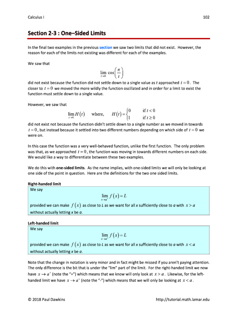 Limits One Sided 3 | PDF