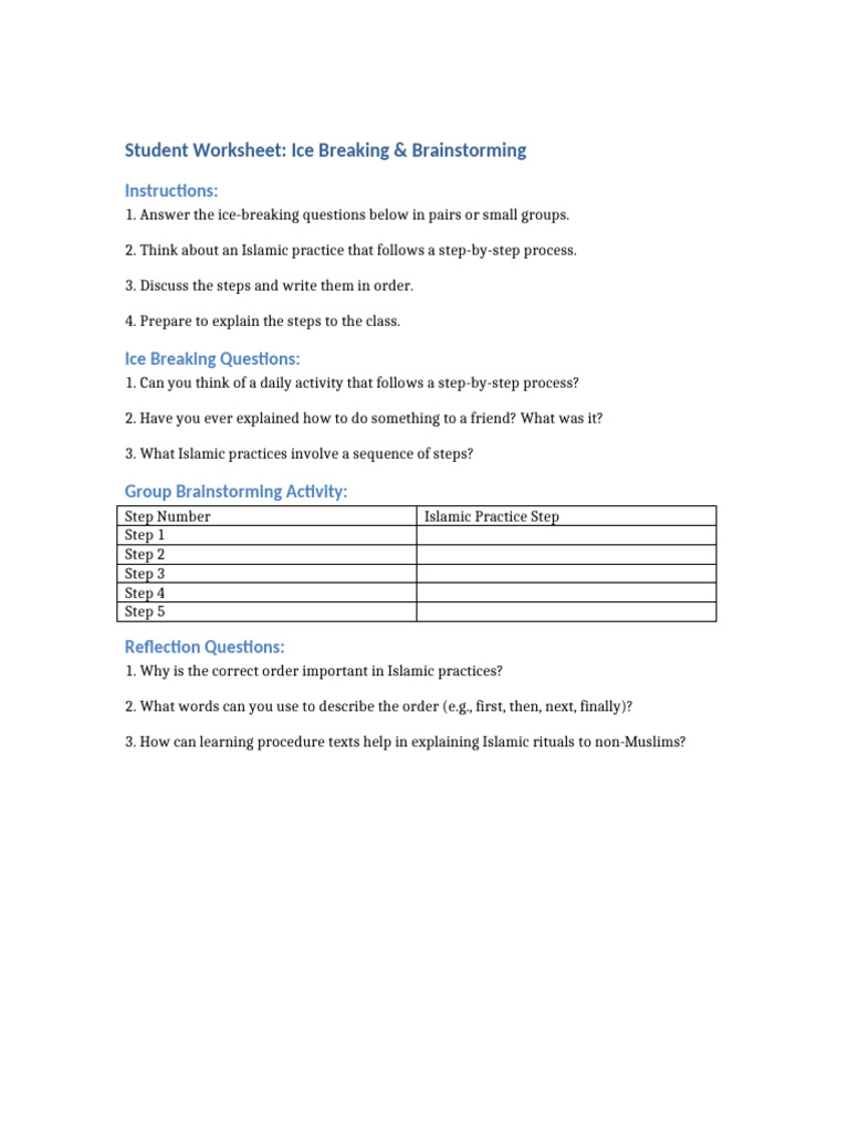 Student Worksheet WarmUp | PDF