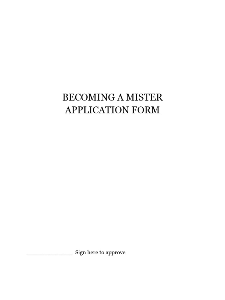 Becoming A Mister Application Form | PDF