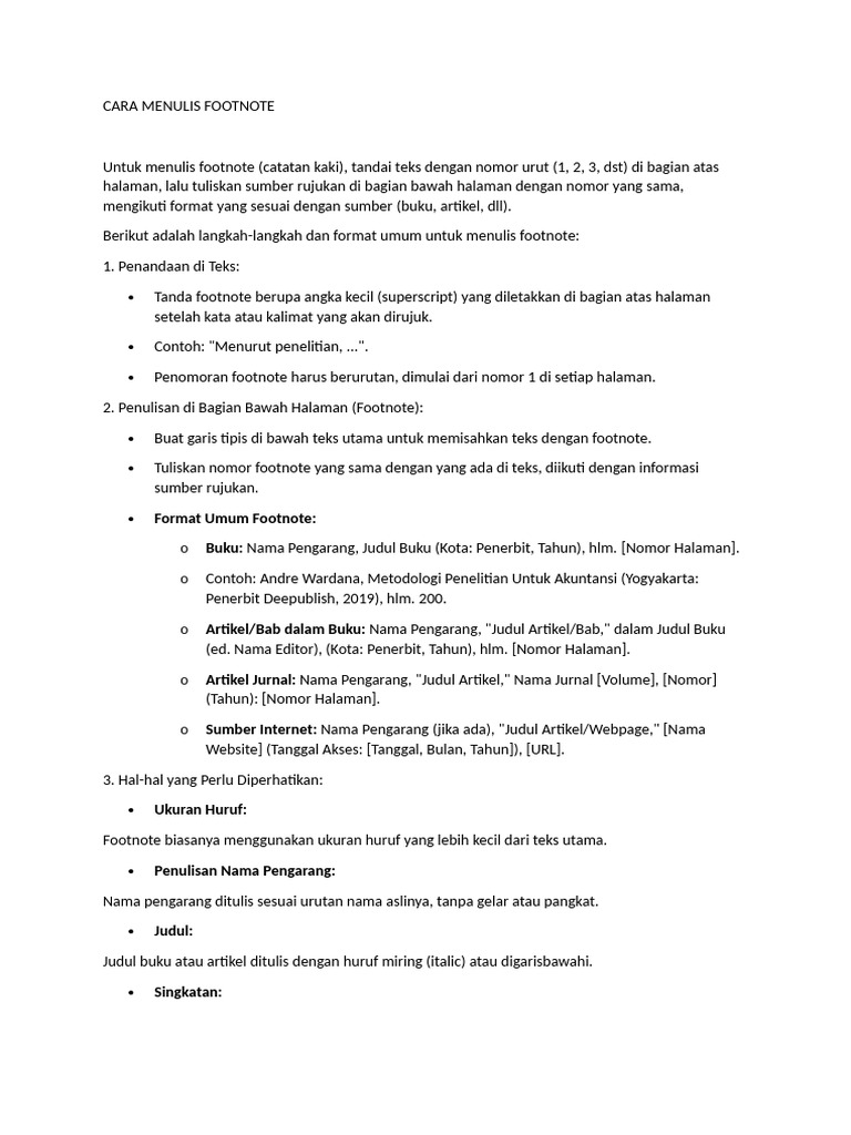 Cara Menulis Footnote | PDF
