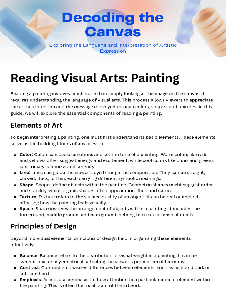 Reading Visual Arts Painting | PDF | Composition (Visual Arts) | Paintings