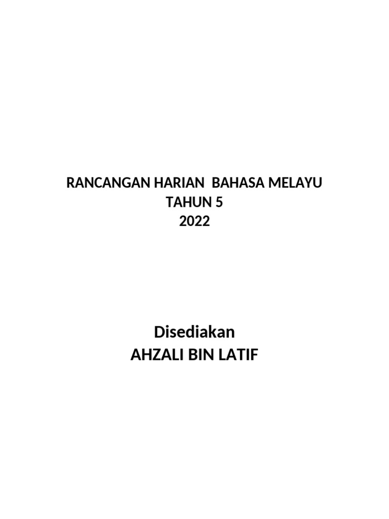 RPH BM T5 2022 | PDF