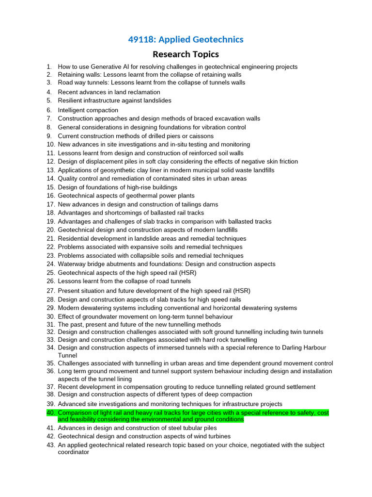 Applied Geotechnics Research Topics Guide | PDF | Deep Foundation ...