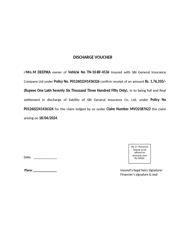 Discharge Voucher | PDF