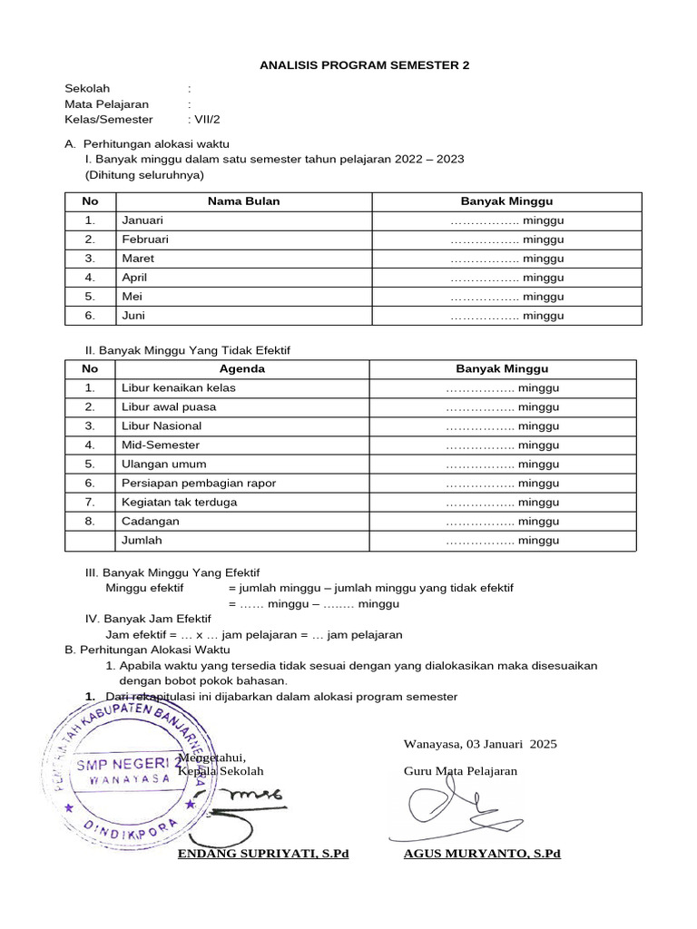 Analisis Program Semester 2 | PDF