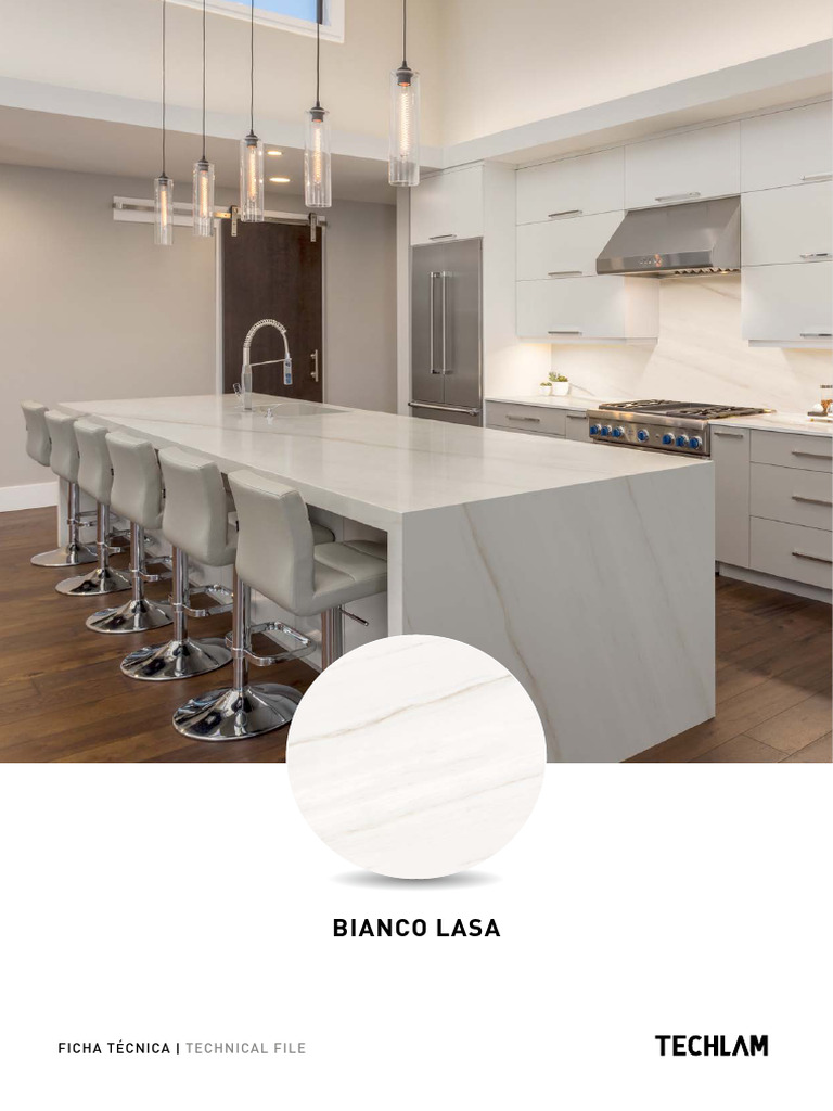 FICHA TECNICA PIEDRA SINTERIZADA TECHLAM MODELO BIANCO LASA | PDF | Materiales