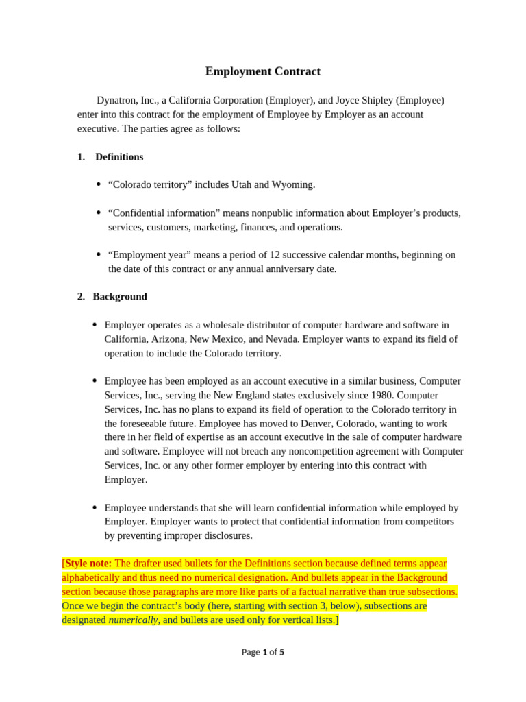 Sample Employment Contract with Annotations | PDF | Employment | Salary