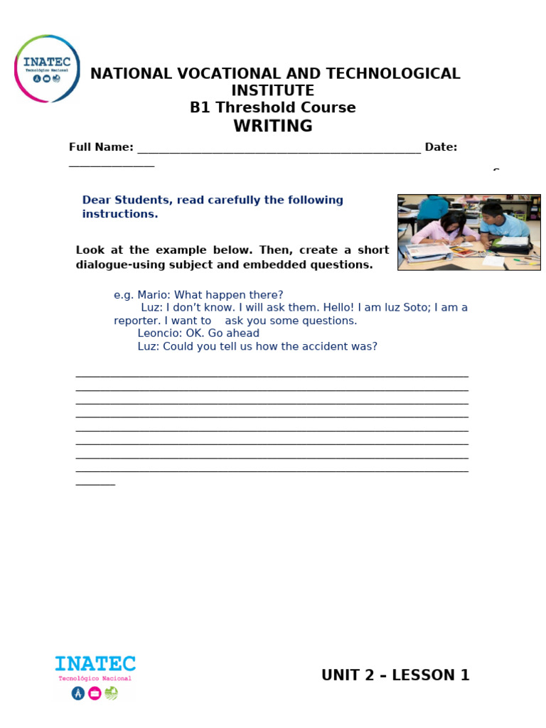 Writing - U2 L1 | PDF