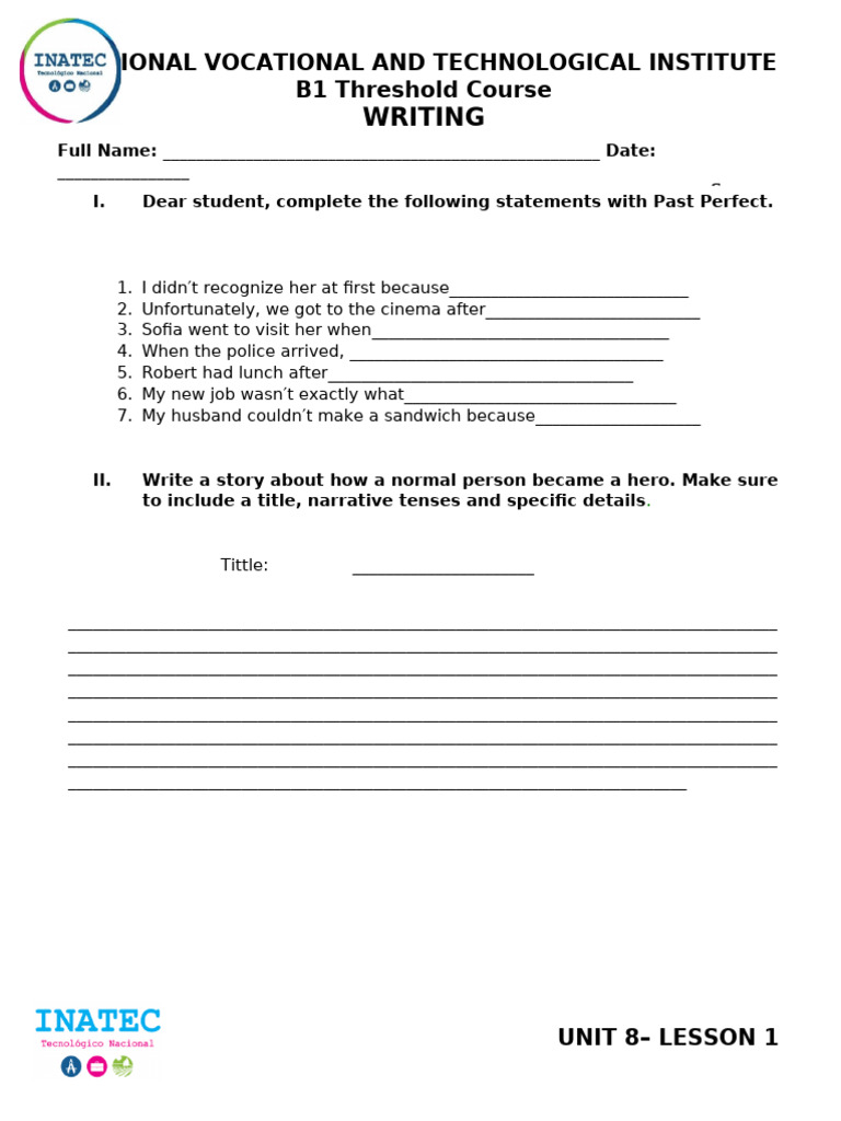 Writing - U8 L1 | PDF