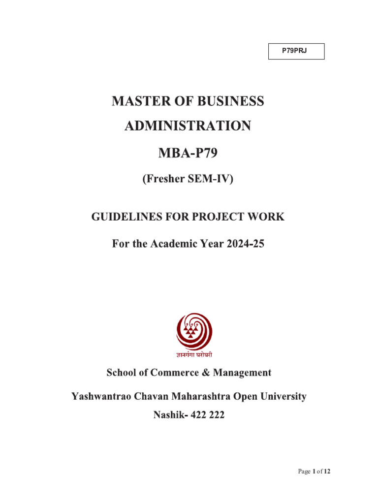 MBA Project Guidelines - Jan 2025 Regular Final | PDF