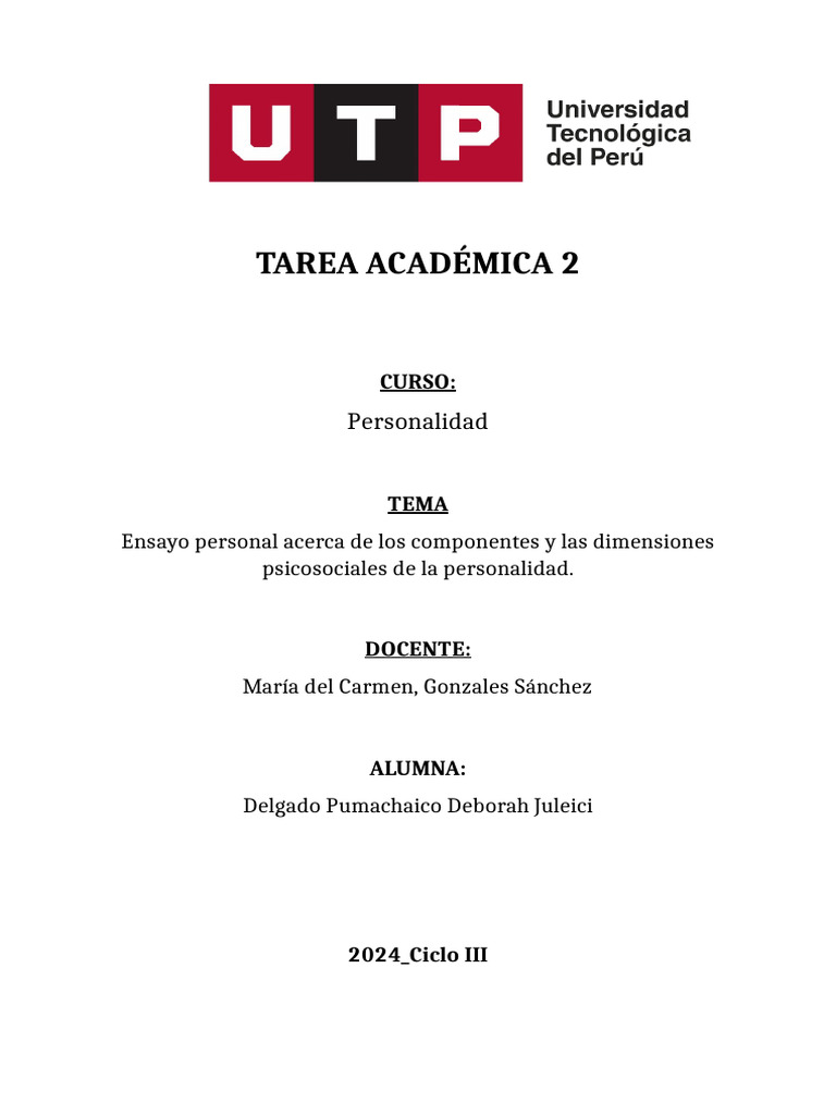 Ta2 - Personalidad | PDF | Maestros | Experiencia