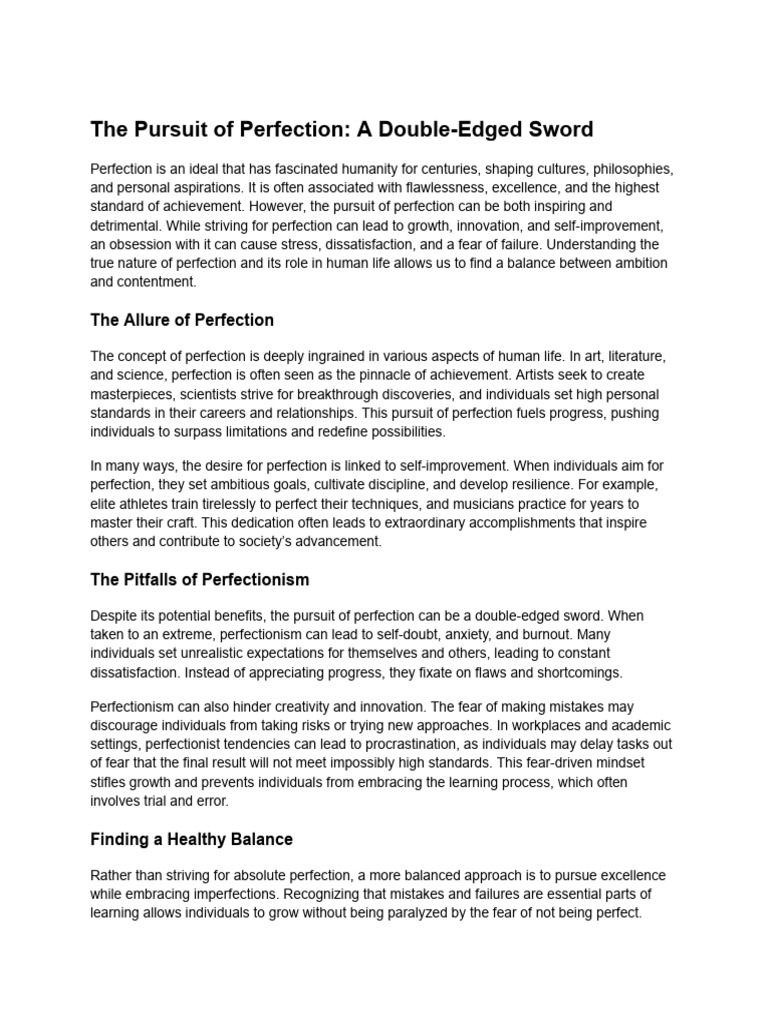 The Pursuit of Perfection_ A Double-Edged Sword | PDF | Perfectionism ...