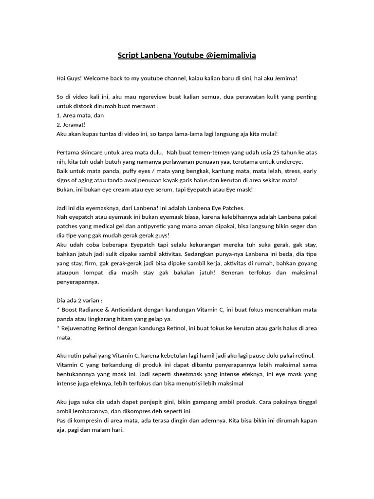 Contoh Script Video Endorsement | PDF