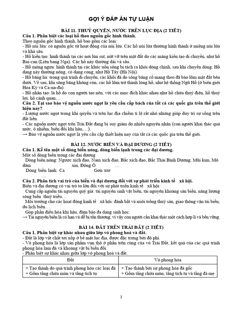 Goi y Dap An de Cuong Tu Luan | PDF