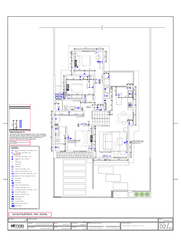 Layout Elétrico para Pavimento Social | PDF | Eletricidade | Bens ...