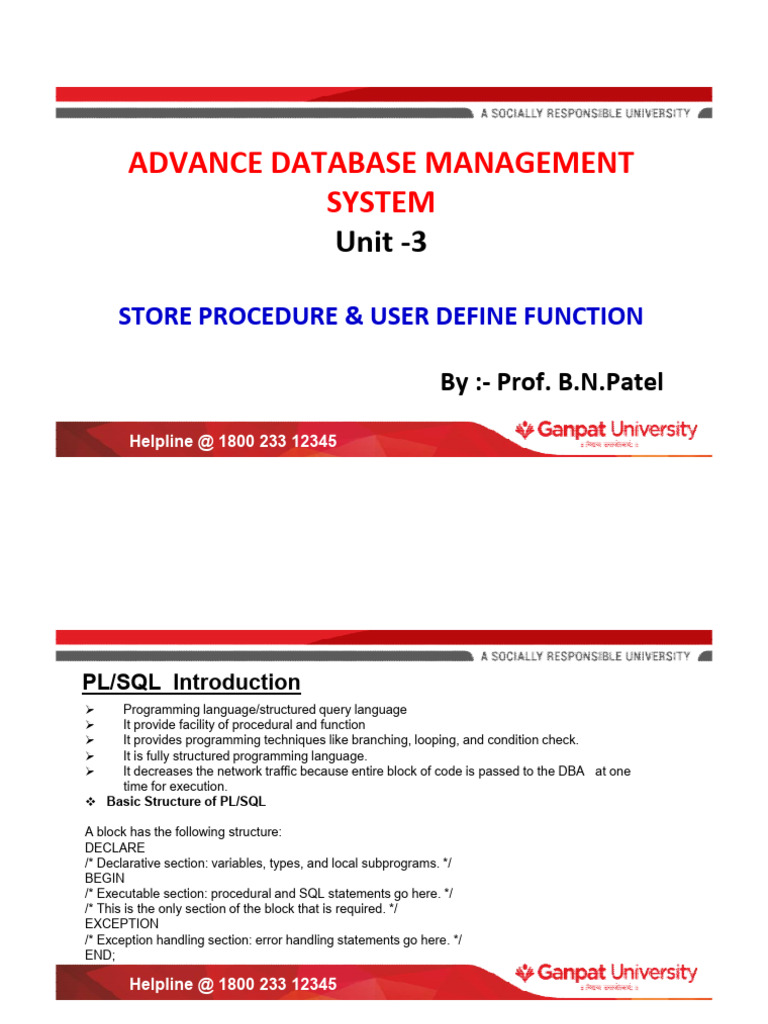 Presentation Unit - IIII | PDF | Pl/Sql | Control Flow