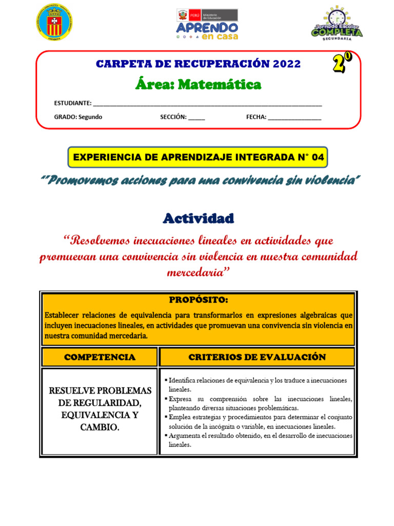 Resuelve Problemas de Regularidad, Equivalencia y Cambio - OK | PDF ...