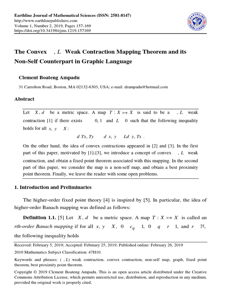 The Convex (δ, L) Weak Contraction Mapping Theoree | PDF | Mathematics ...