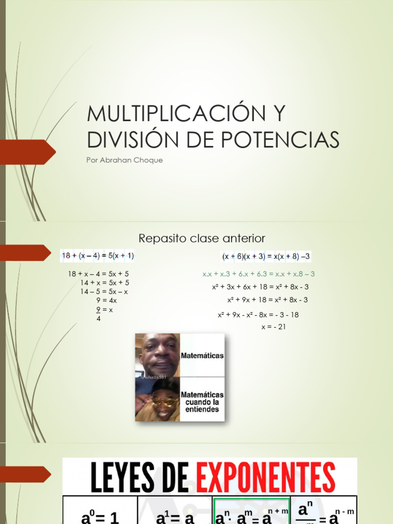 C4 - MULTIPLICACIÓN Y DIVISIÓN DE POTENCIAS | PDF