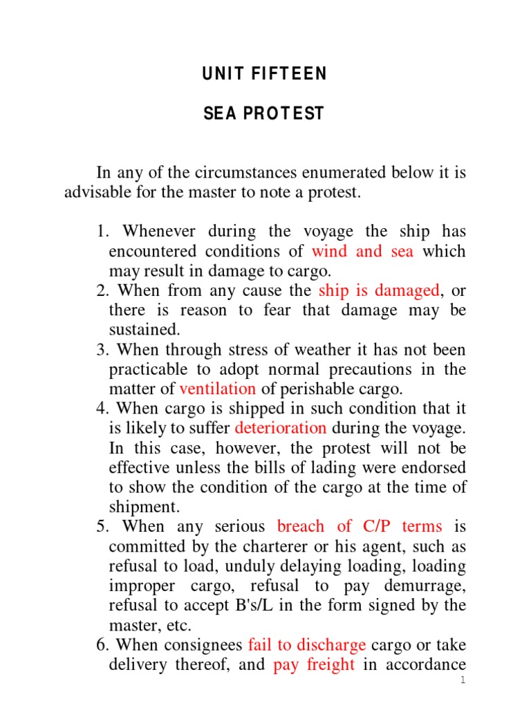 Note of Protest | PDF | Ships | Cargo