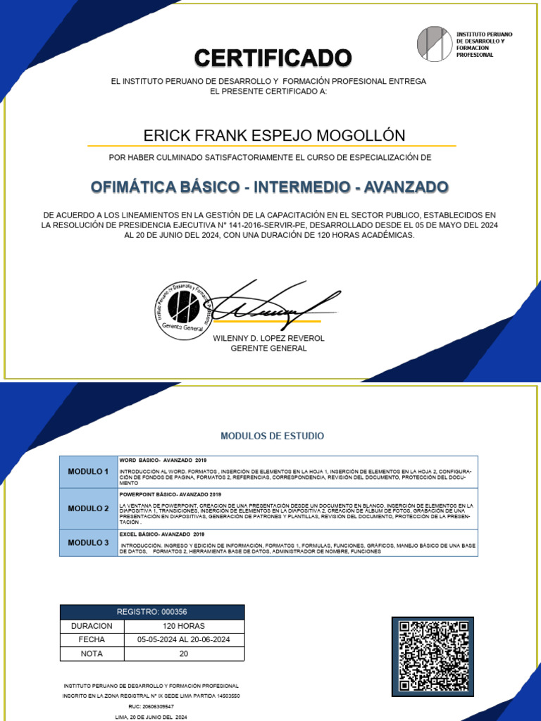 Certificado de Ofimática Avanzada 2024 | PDF | Software | Informática