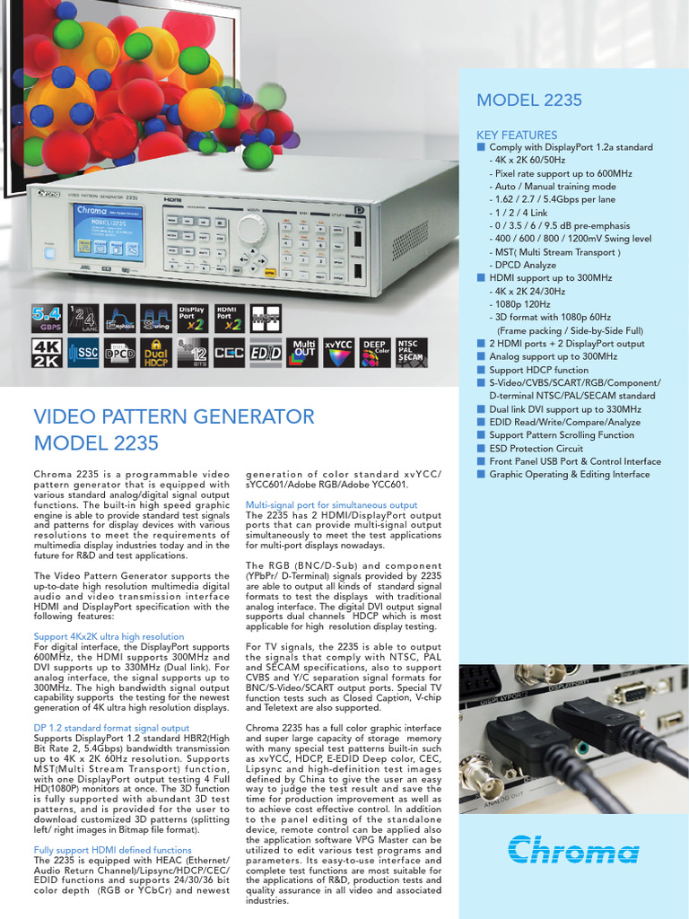 Chroma 2235 Video Pattern Generator | PDF | Hdmi | Video