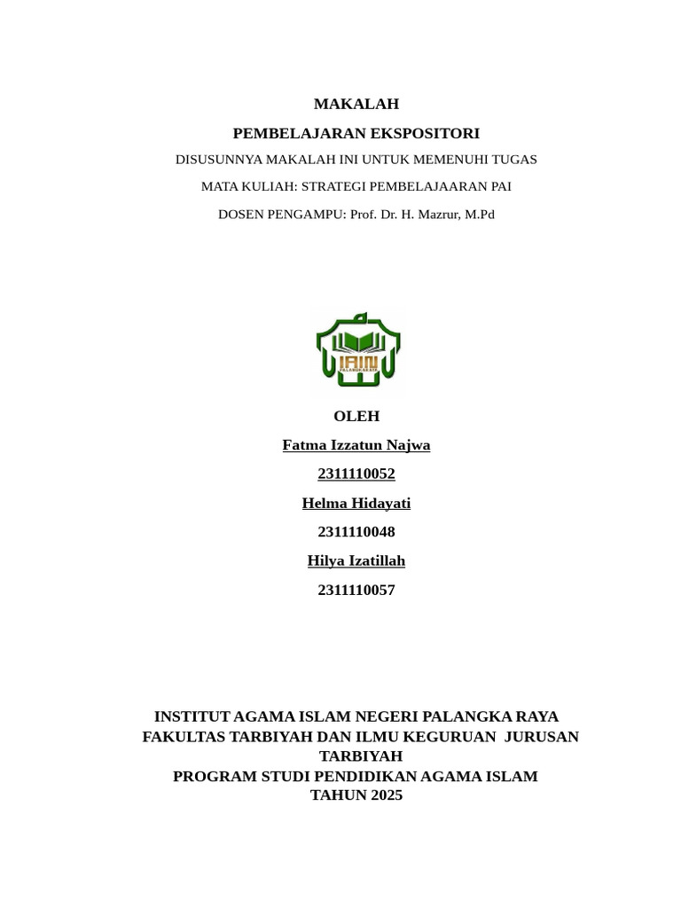 Makalah Kel 1 Strategi Pembelajaran PAI | PDF