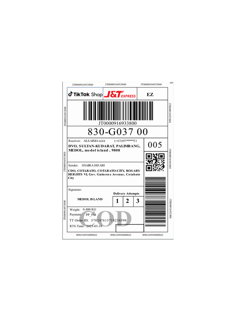 Delivery Order Details for COD Shipment | PDF