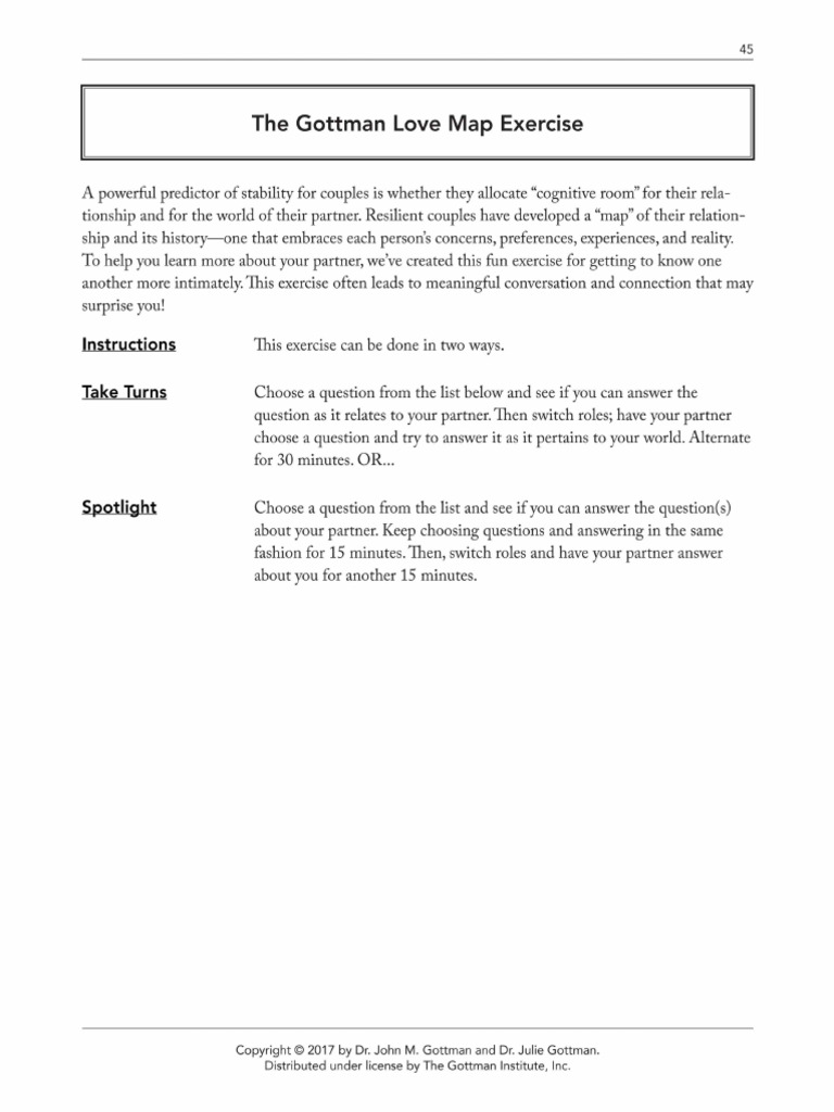 Build Love Maps Love Map Exercise | PDF