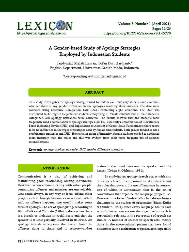 Gender On Public Apology (Source) | PDF | Linguistics | Human Communication