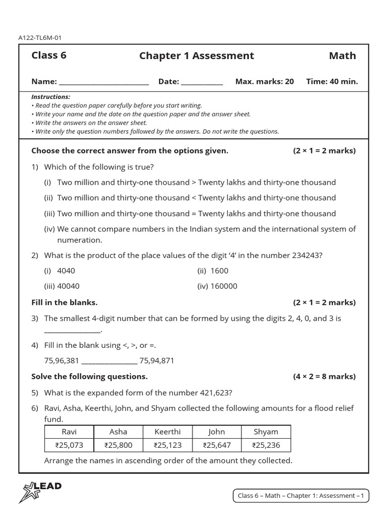 AY23 TL T1 Math c6 ch1 QP | PDF