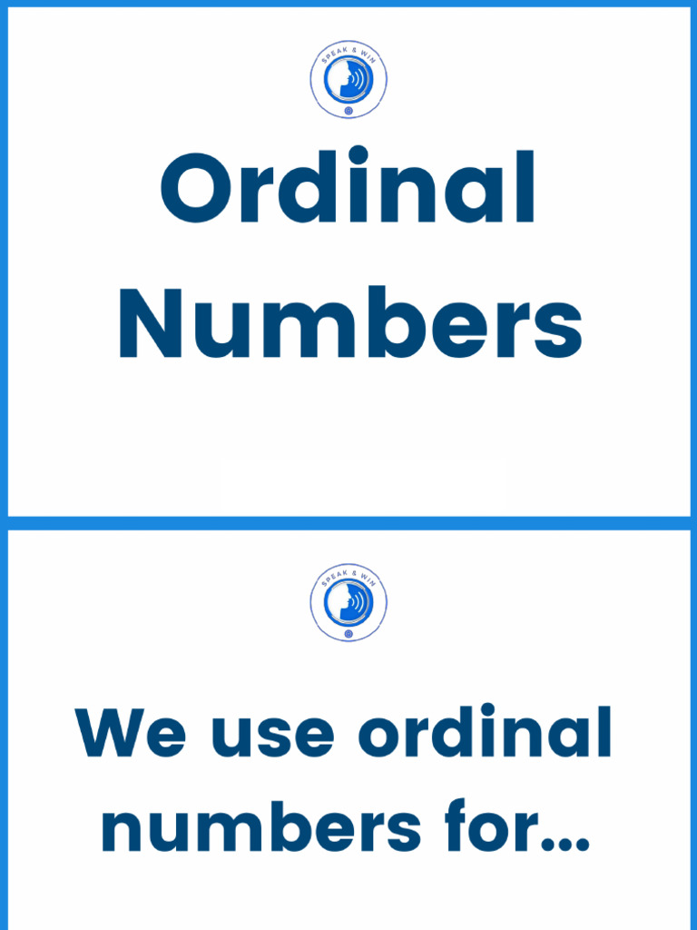 Ordinal Numbers PPT | PDF
