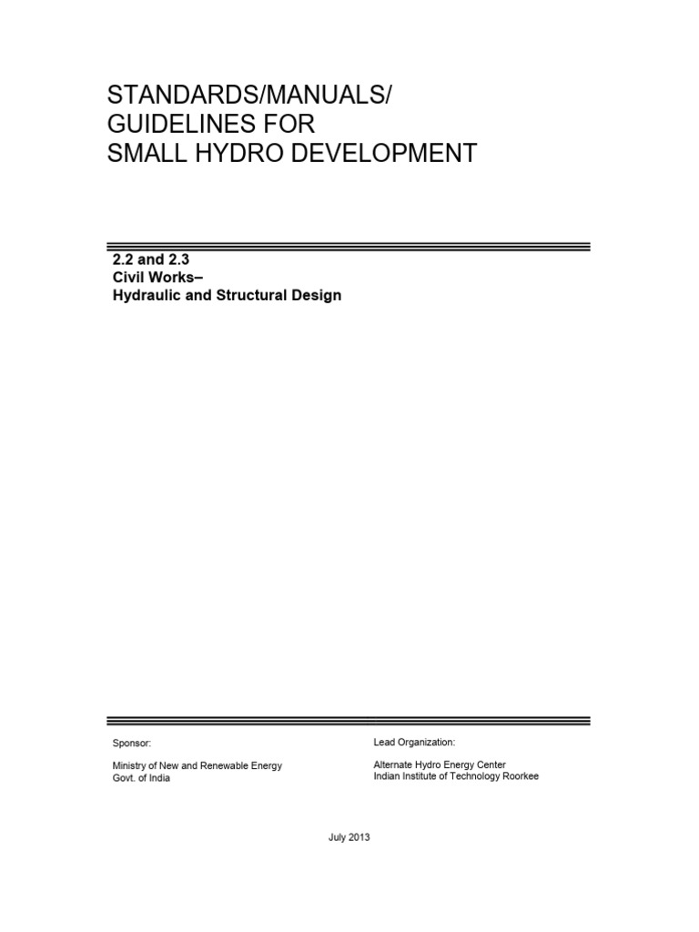 Guidelines for Small Hydro Civil Design | PDF | Concrete | Dam