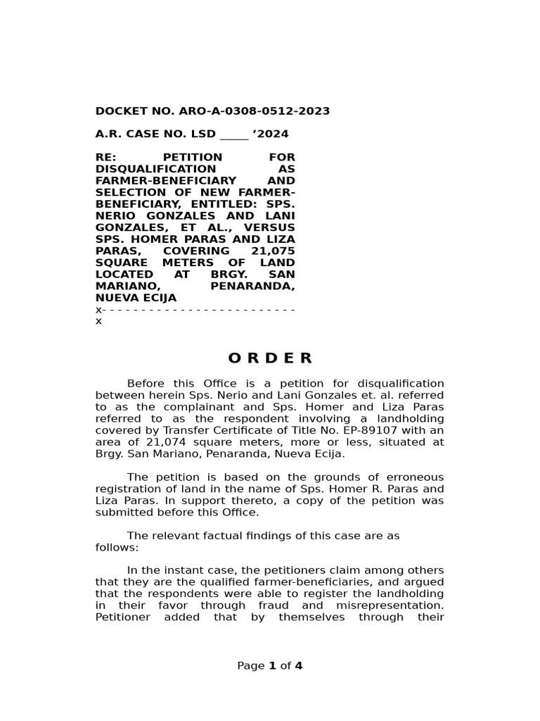 Nuevaecija - Sps. Nerio & Lani Gonzales Et. Al. - A-0308-0512-2023 ...