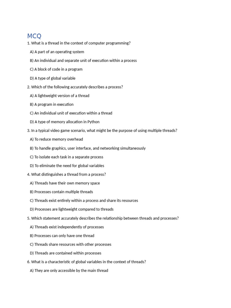 Lec1 Threads | PDF | Thread (Computing) | Process (Computing)