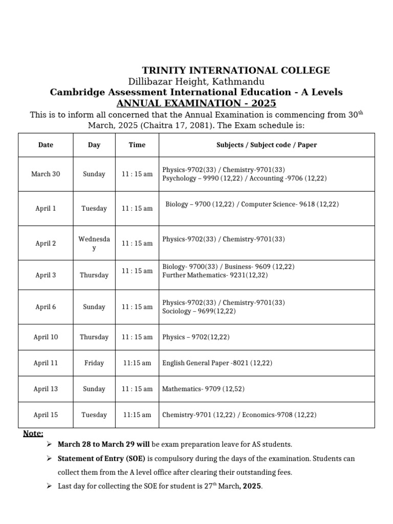 As Annual Examination 2025 1 | PDF | Educational Stages | Qualifications