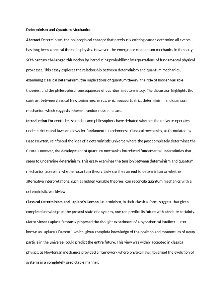 Determinism and Quantum Mechanics | PDF | Determinism | Quantum Mechanics